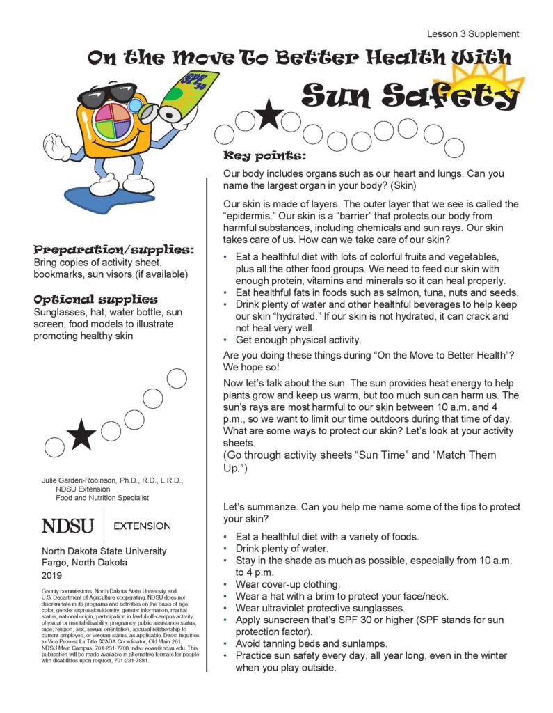 On the Move to Better Health Sun Safety | Module for Grades 3 through 5 ...