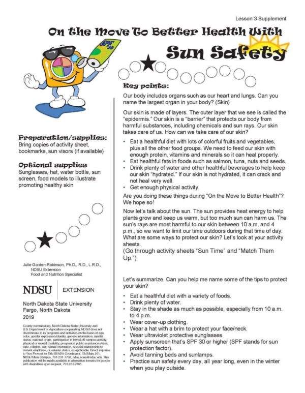 On the Move to Better Health Sun Safety | Module for Grades 3 through 5 ...