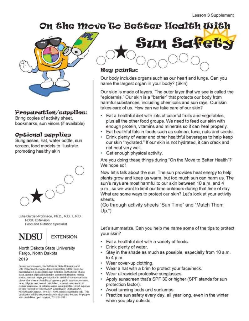 On the Move to Better Health Sun Safety | Module for Grades 3 through 5 ...